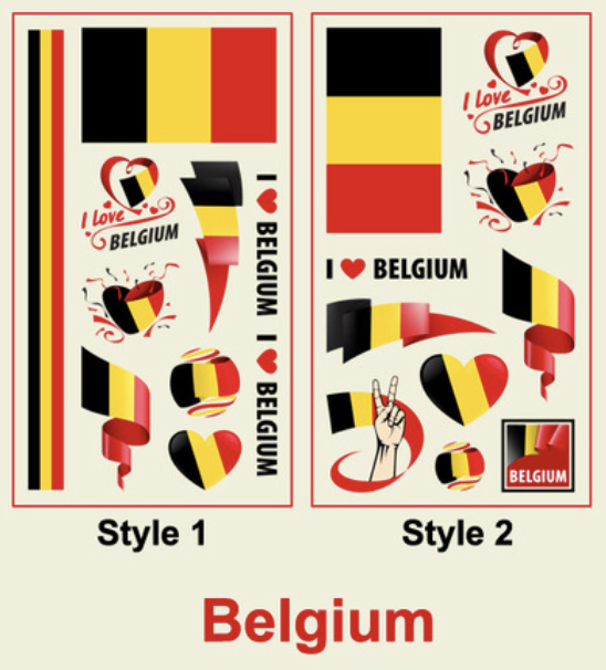 Flag Tattoo Stickers (Belgium) :: deafworldsign