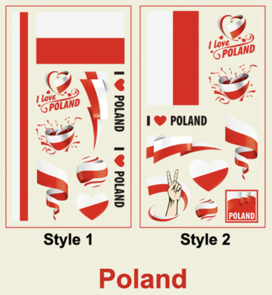 Flag Tattoo Stickers (Poland) :: deafworldsign