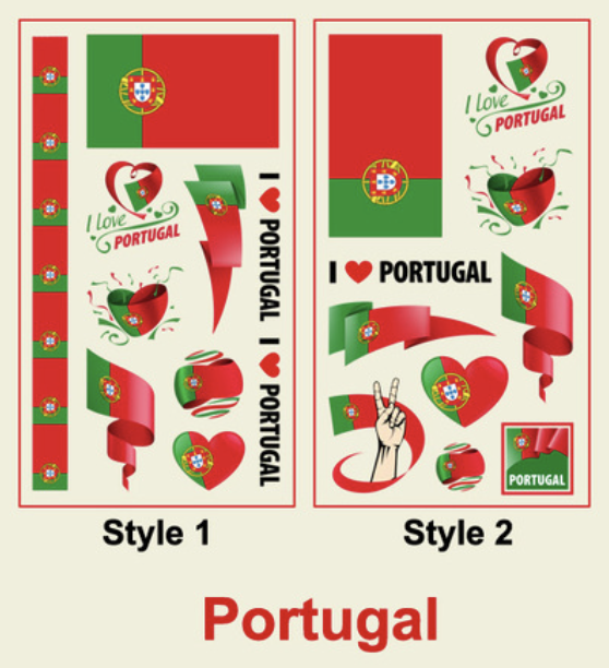 Flag Tattoo Stickers (Portugal) :: deafworldsign