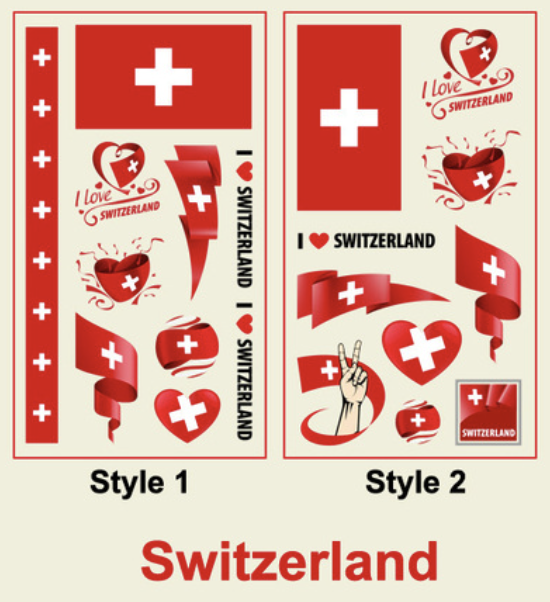 Flag Tattoo Stickers (Switzerland) :: deafworldsign